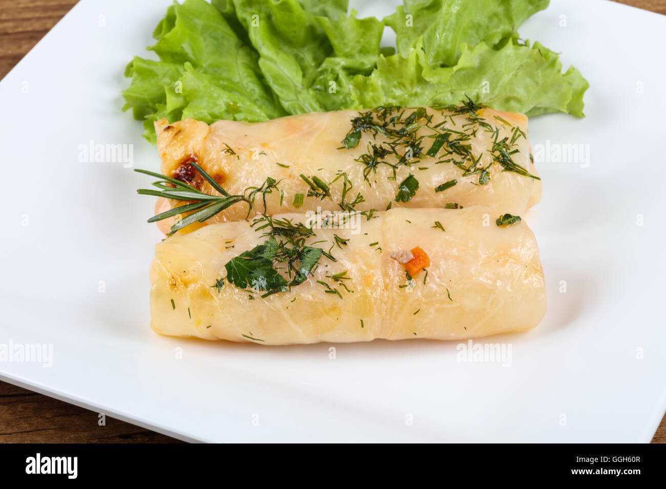 Stuffed cabbage rolls with minced meat Stock Photo - Alamy