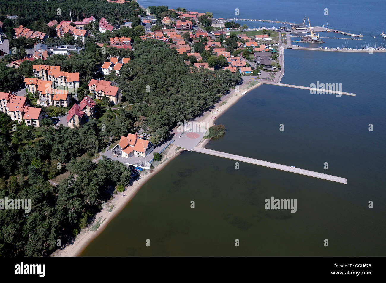 Aerial view of Nida a resort town in the administrative centre of ...