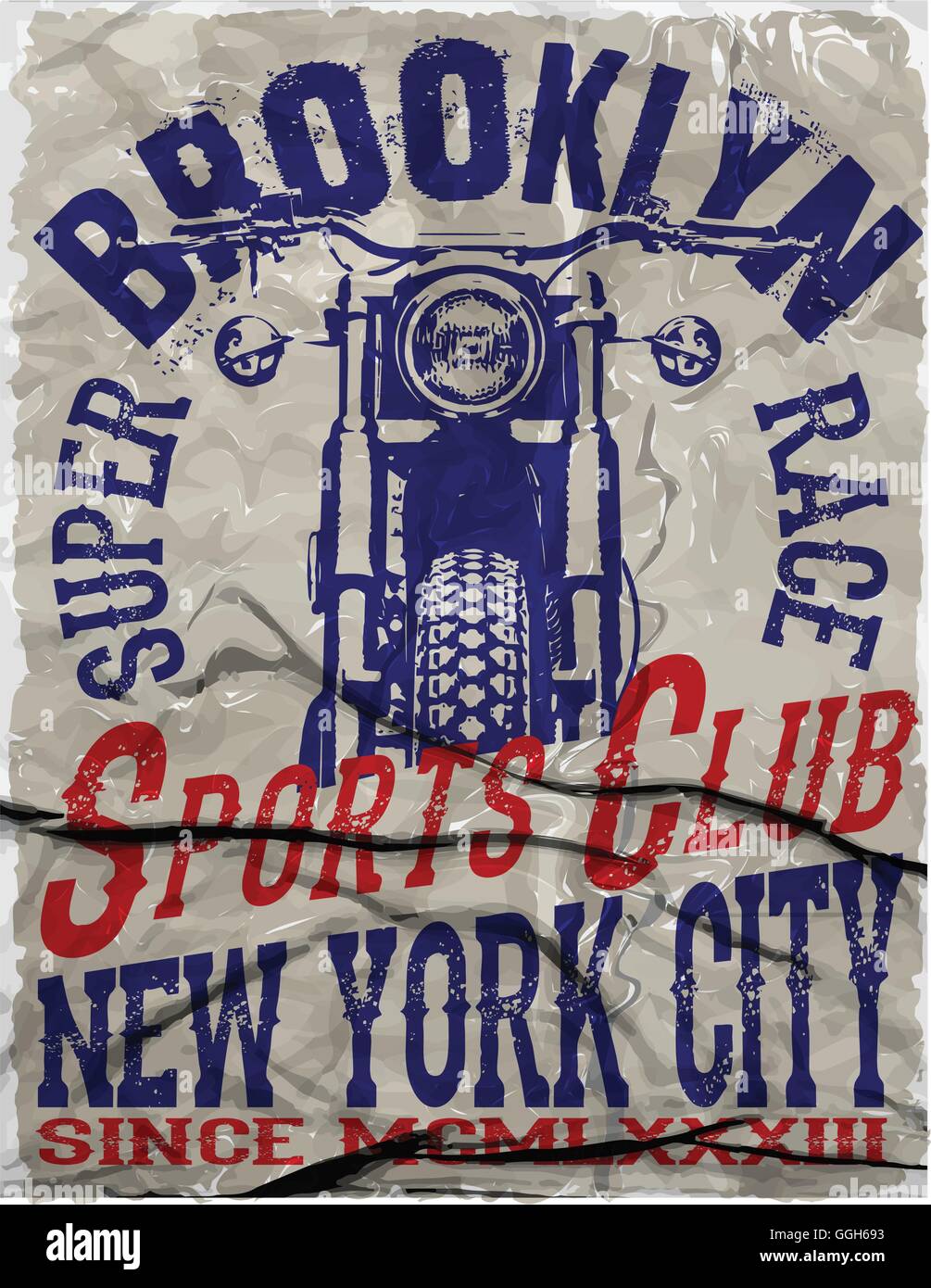 Motorcycle Racing Typography Graphics and Poster. Skull and Old school ...
