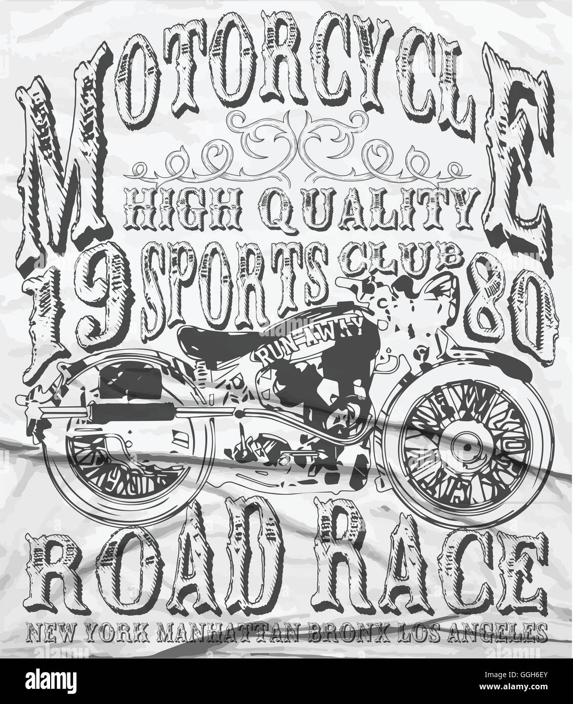 Vintage Motorcycle vector tee graphic design Stock Vector Image & Art ...