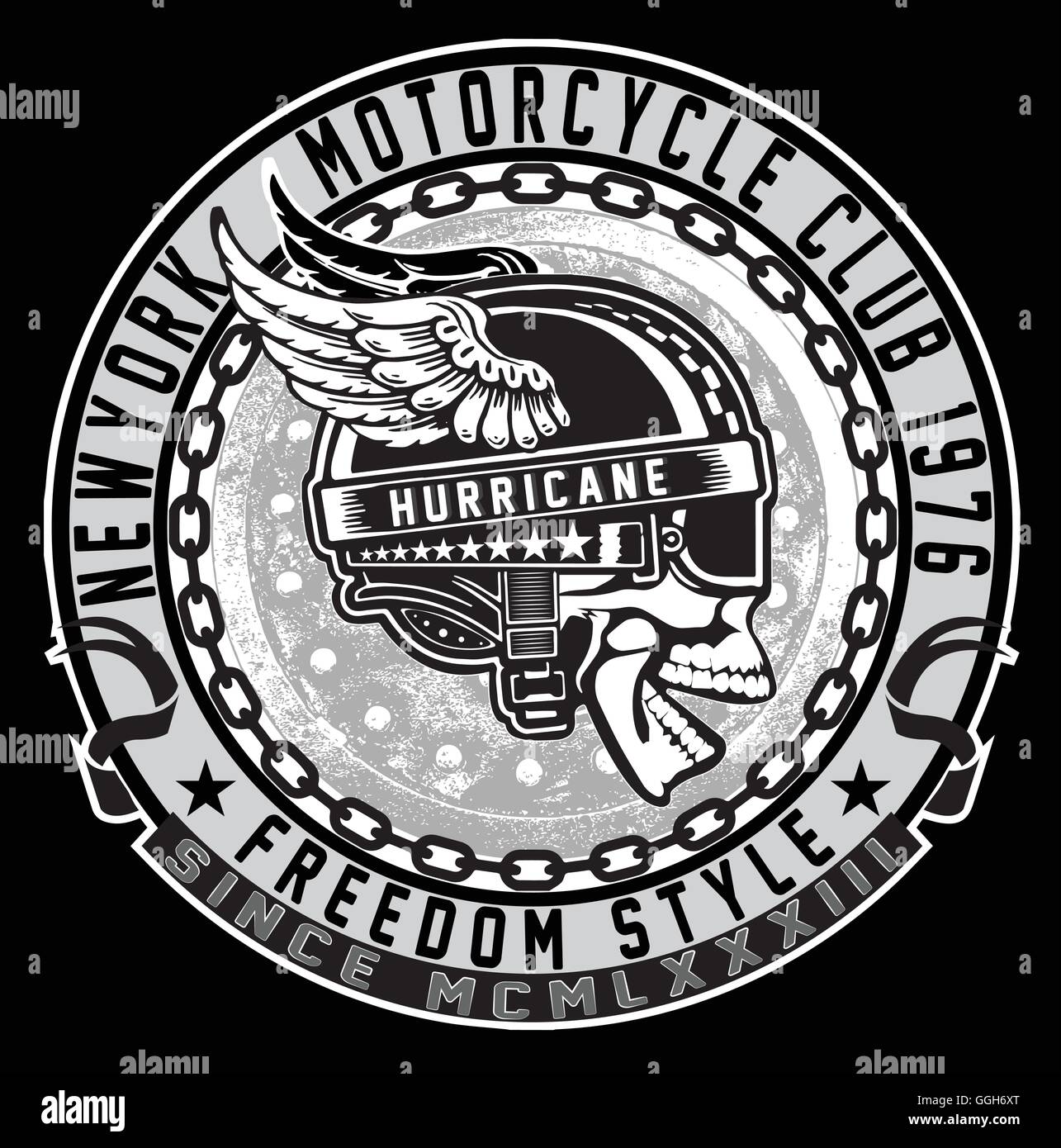 Vintage Biker Skull Emblem Stock Vector Image & Art - Alamy