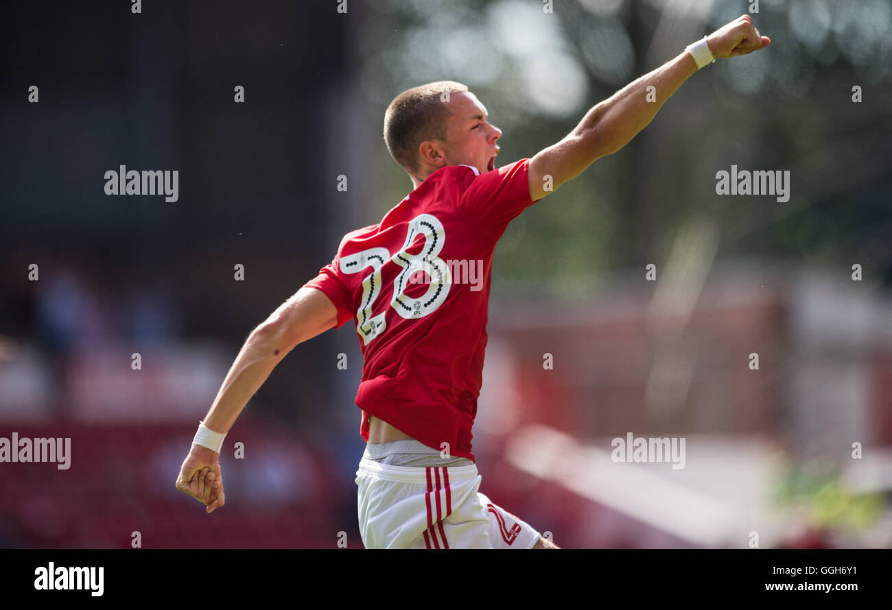 Nottingham Forest's Thomas Lam celebrates scoring his teams second goal ...