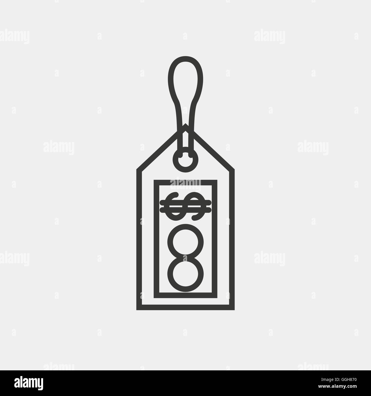 dollar label icon of brown outline for illustration Stock Vector Image ...
