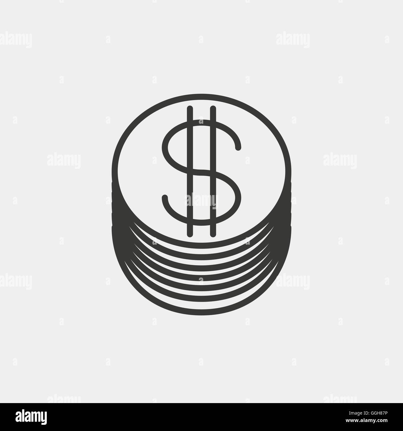 money coin icon of brown outline for illustration Stock Vector Image ...