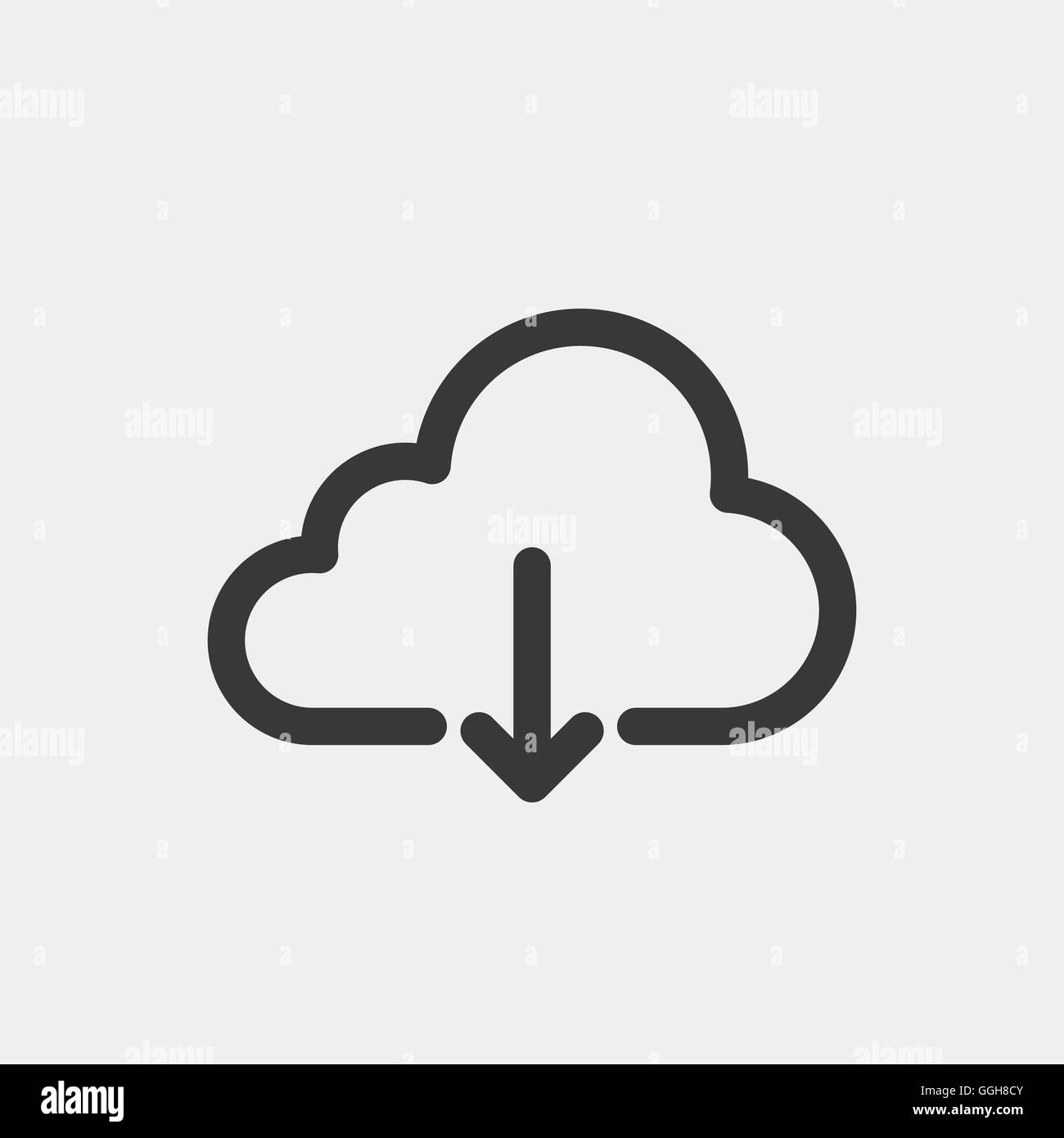 download cloud icon of brown outline for illustration Stock Vector ...