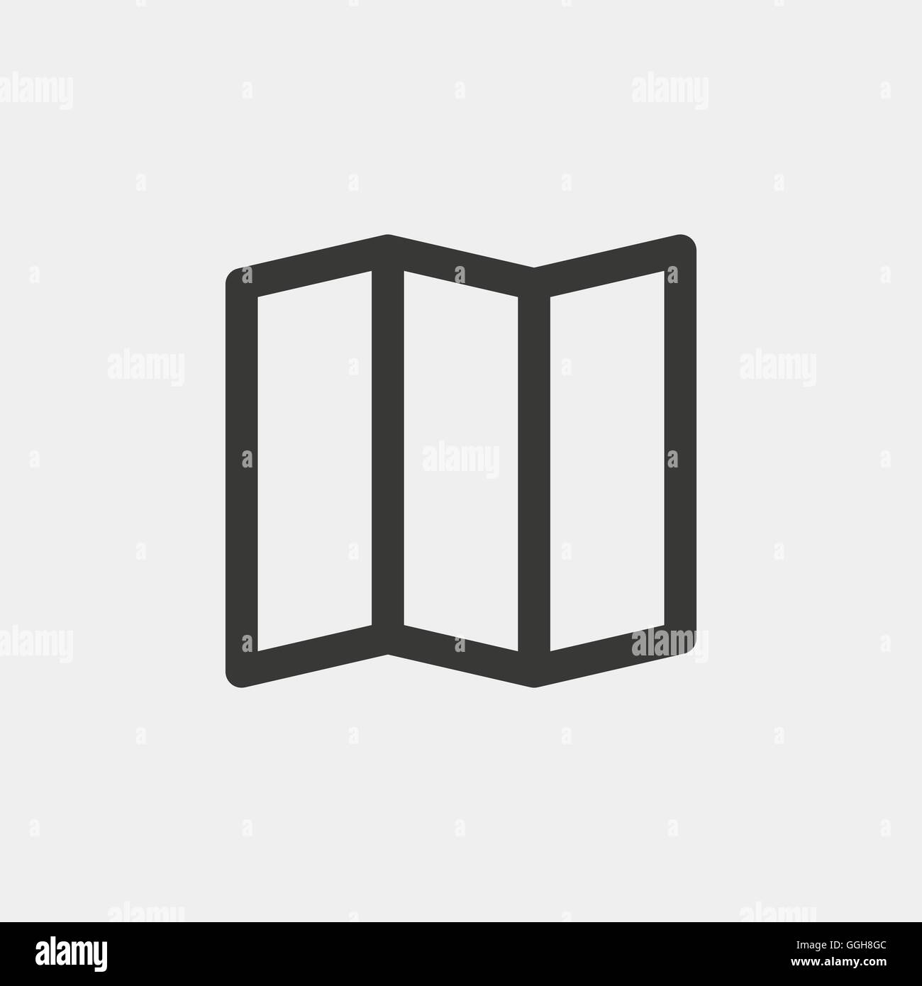 folded map icon of brown outline for illustration Stock Vector Image ...