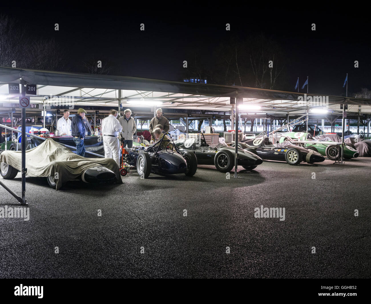 Paddock at night, 72nd Members Meeting, racing, car racing, classic car ...