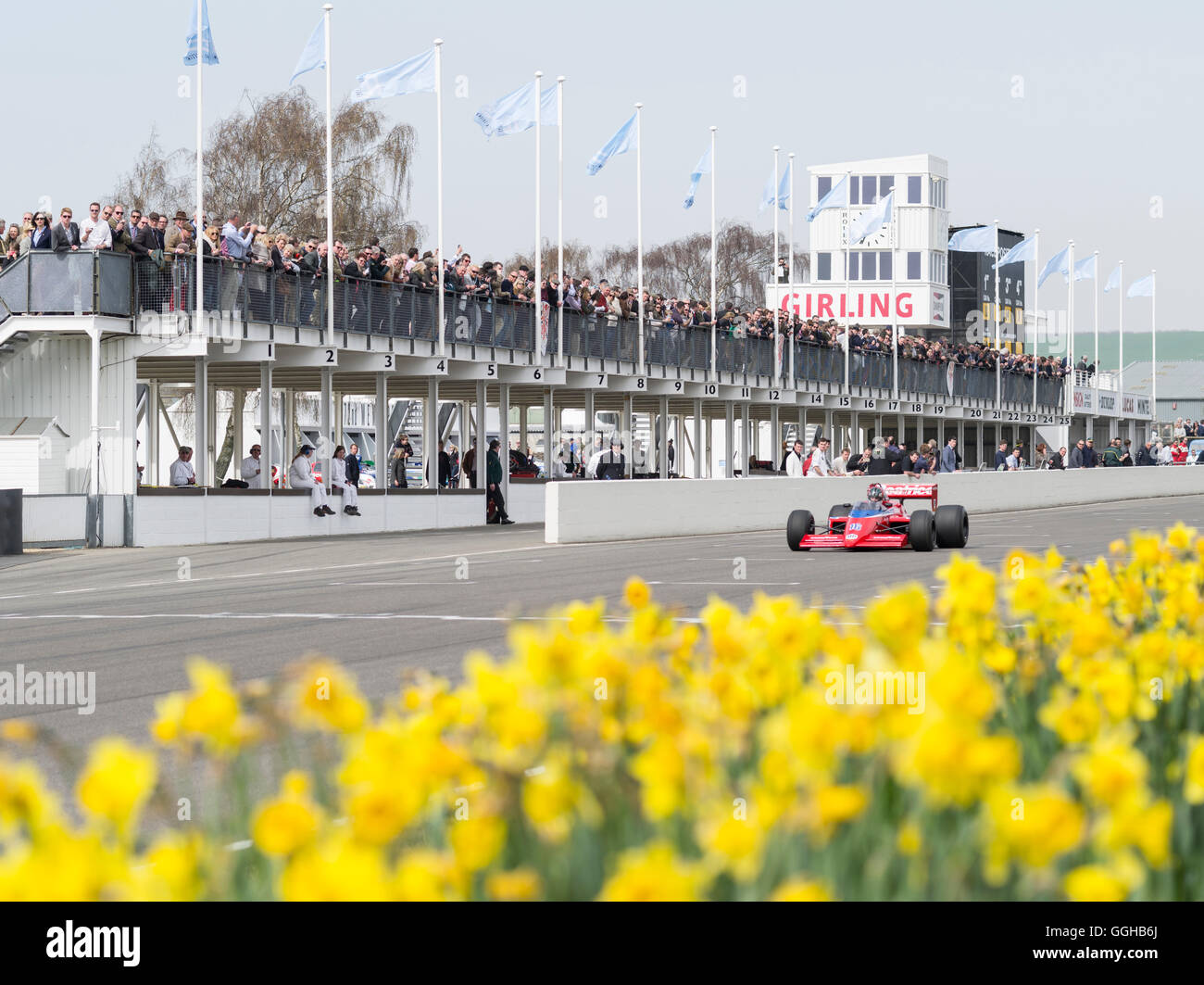 1985 Beatrice Lola-Hart THL 1 at the finishing straight, Turbo Formula ...