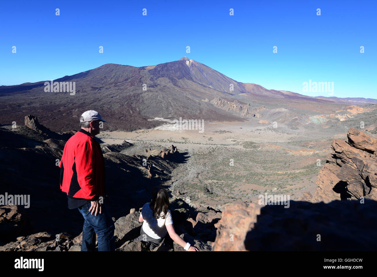 View from Guajara over the Canadas to Mount Teide, Teide National Parc ...