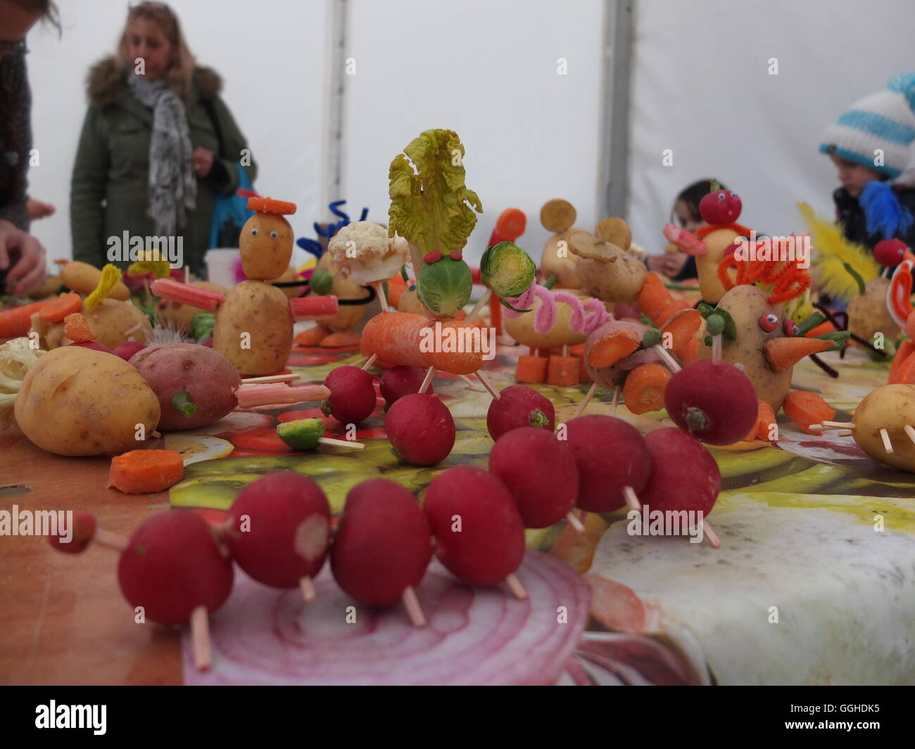 Vegetable creatures created by children as part of an activity held at ...