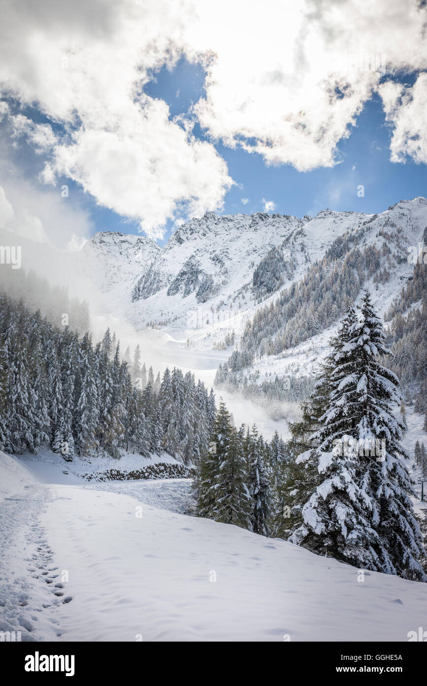 geography / travel, Italy, South Tyrol, wintry hiking trail on the ...