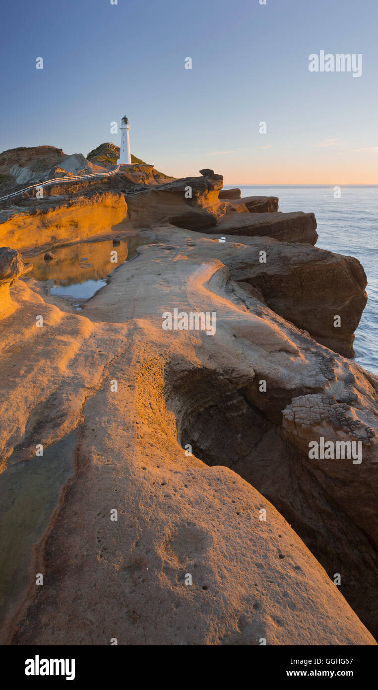 Castle Point lighthouse, Sandstone, Wellington, North Island, New ...