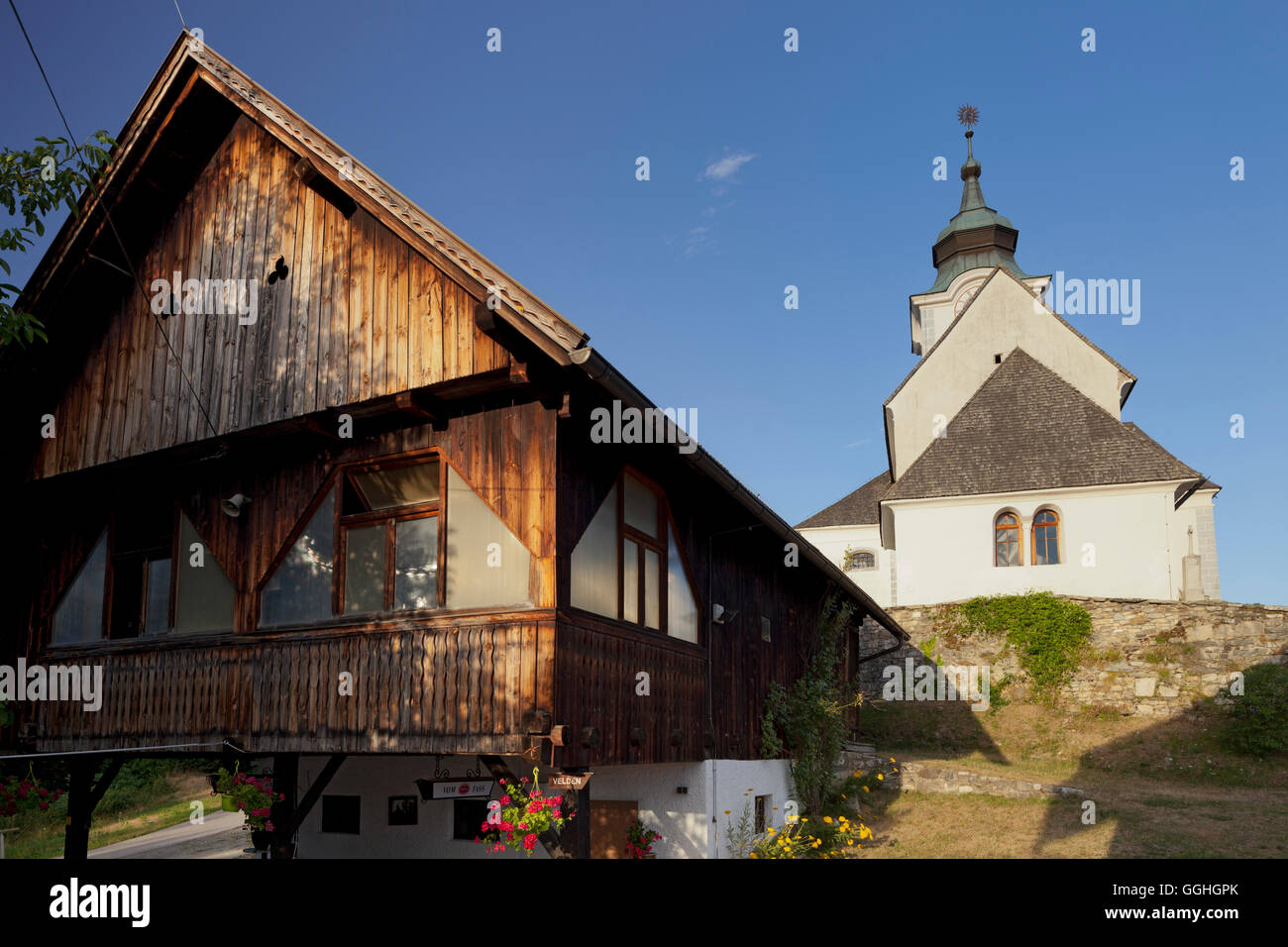 Farmhouse, Sternberg church, Carinthia, Austria Stock Photo - Alamy