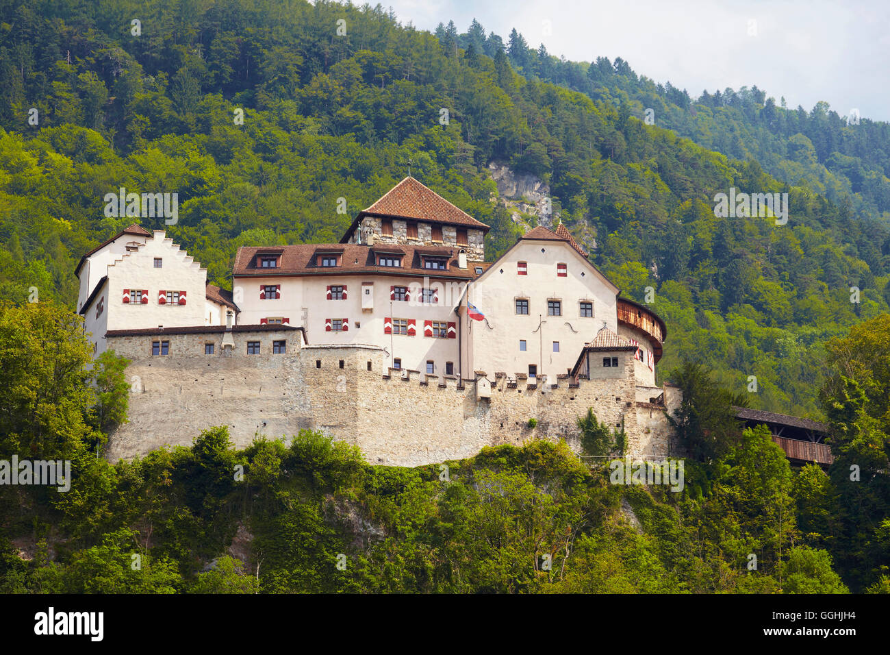 View of Vaduz castle, Alpenrhein, Rhine, Liechtenstein, Europe Stock ...