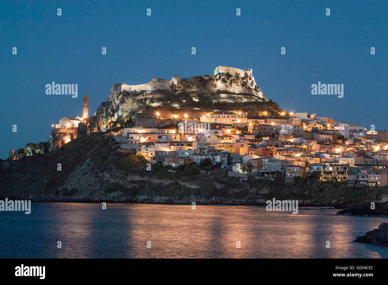 Castelsardo at twilight, Sassari, Sardinia, Italy Stock Photo - Alamy
