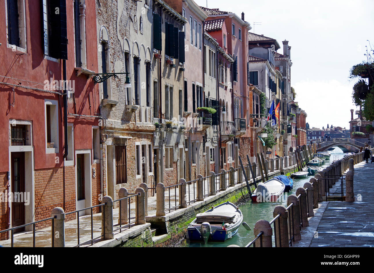 Dead straight canal across the end of the dorsoduro peninsula hi-res ...