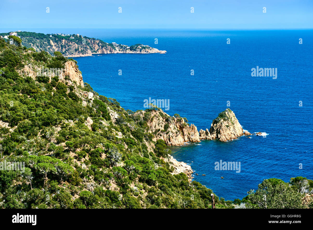 Rocky seaside of Cala Salionc, Tossa de Mar. Costa Brava, Spain Stock ...