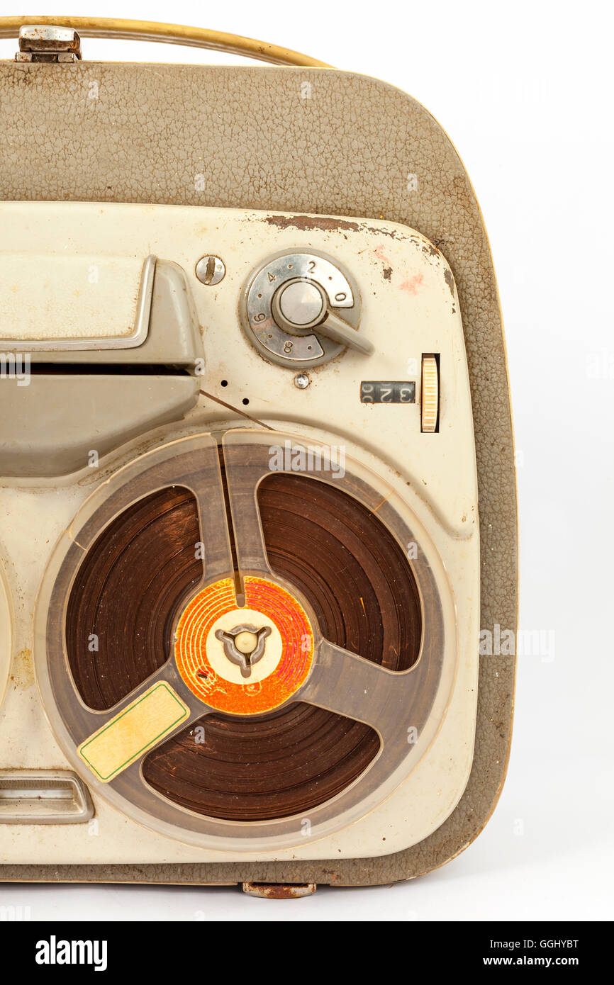 vintage old portable tape recorder with white background Stock Photo ...