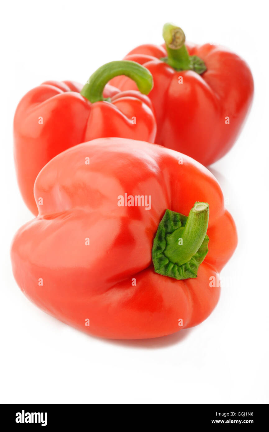 ripe red pepper isolated on white background Stock Photo - Alamy
