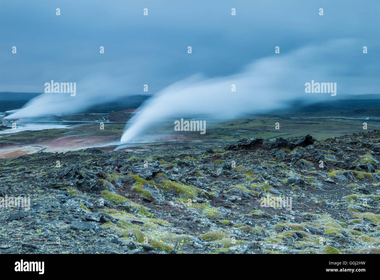 Steaming geysers near Grindavik, Iceland. Reykjanes peninsula Stock ...