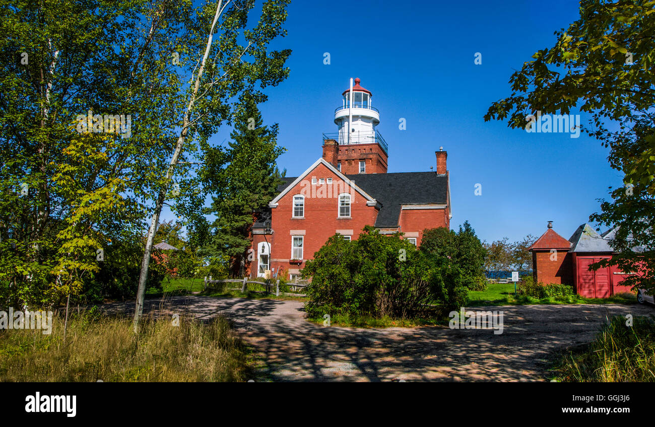 A view from the back of the beautiful Big Bay Point Lighthouse as it ...