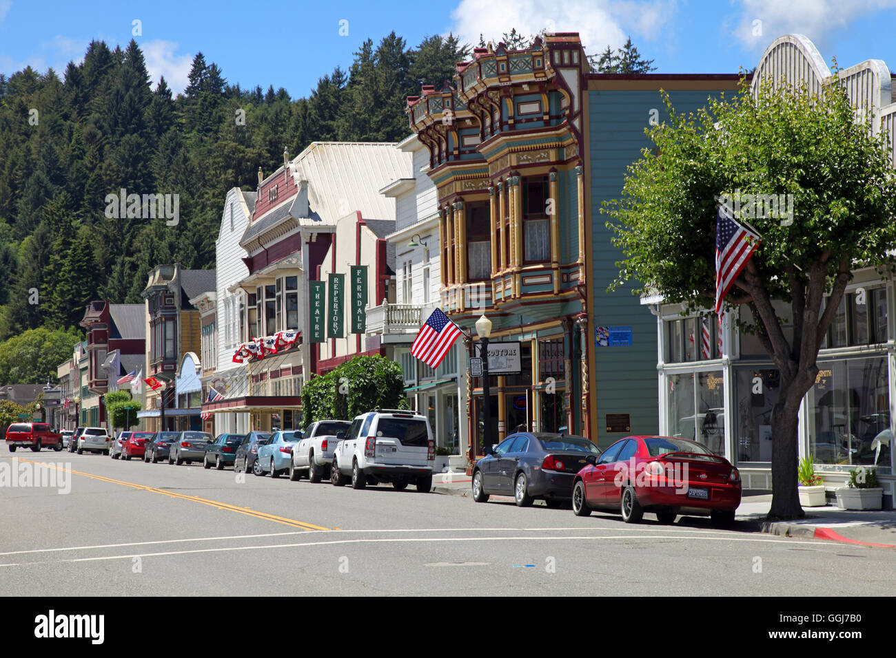 geography / travel, USA, California, Ferndale, Victorian era houses in ...