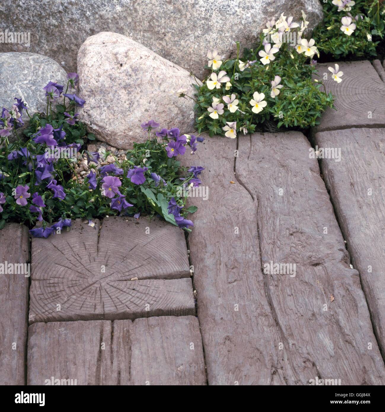 Decking - created from stone immitation of railway sleepers- - (Please ...