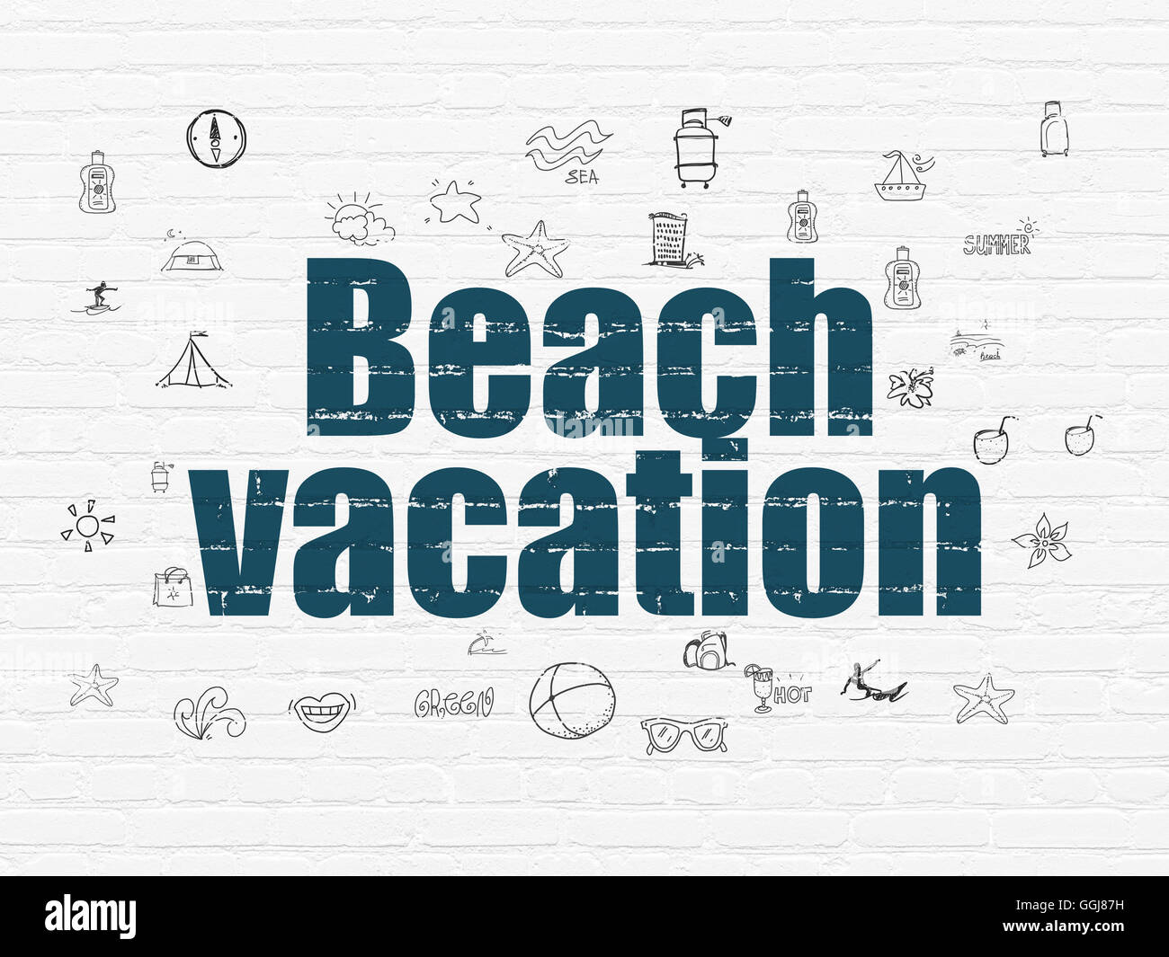 Vacation concept: Beach Vacation on wall background Stock Photo - Alamy