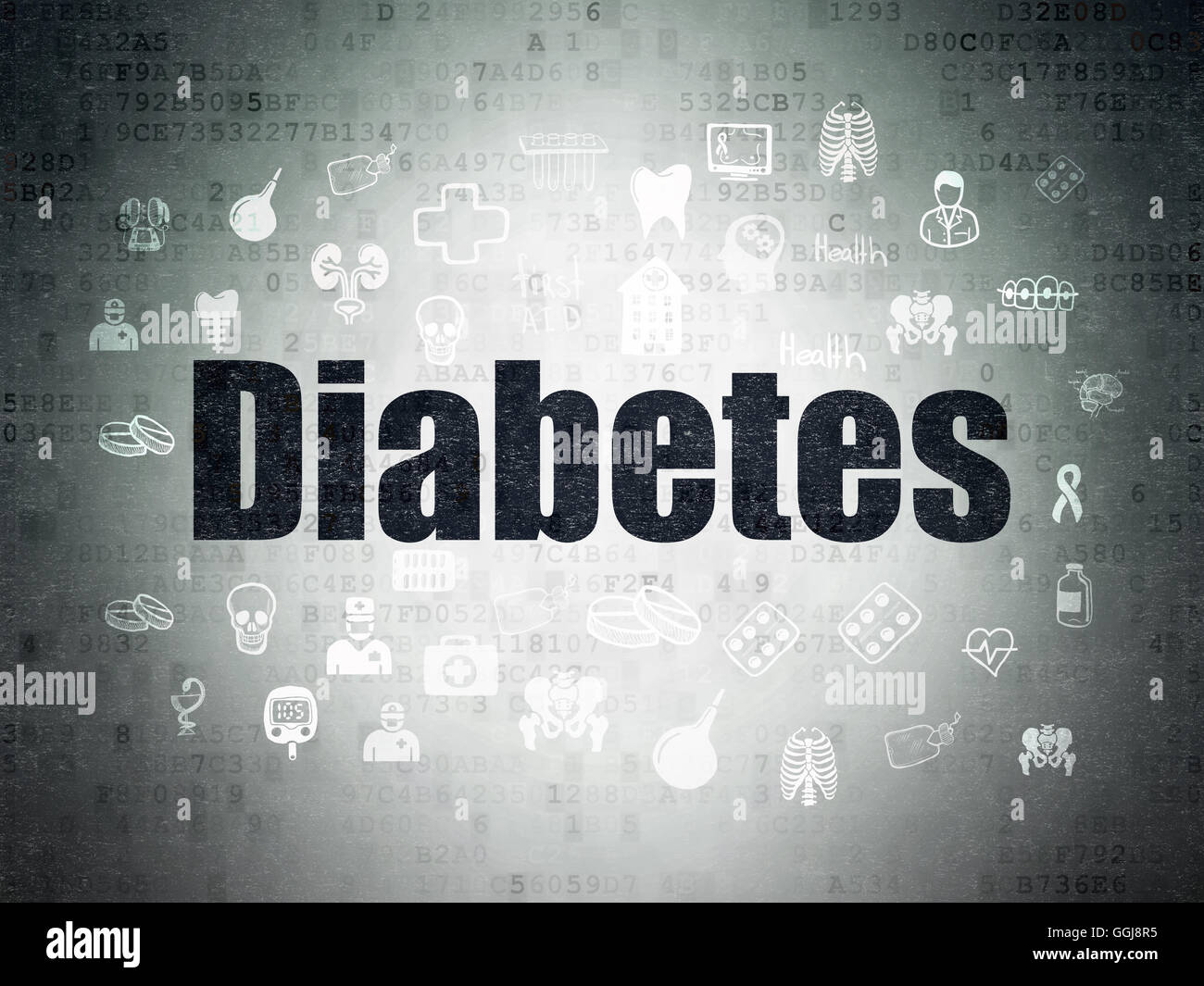 Healthcare concept: Diabetes on Digital Data Paper background Stock ...