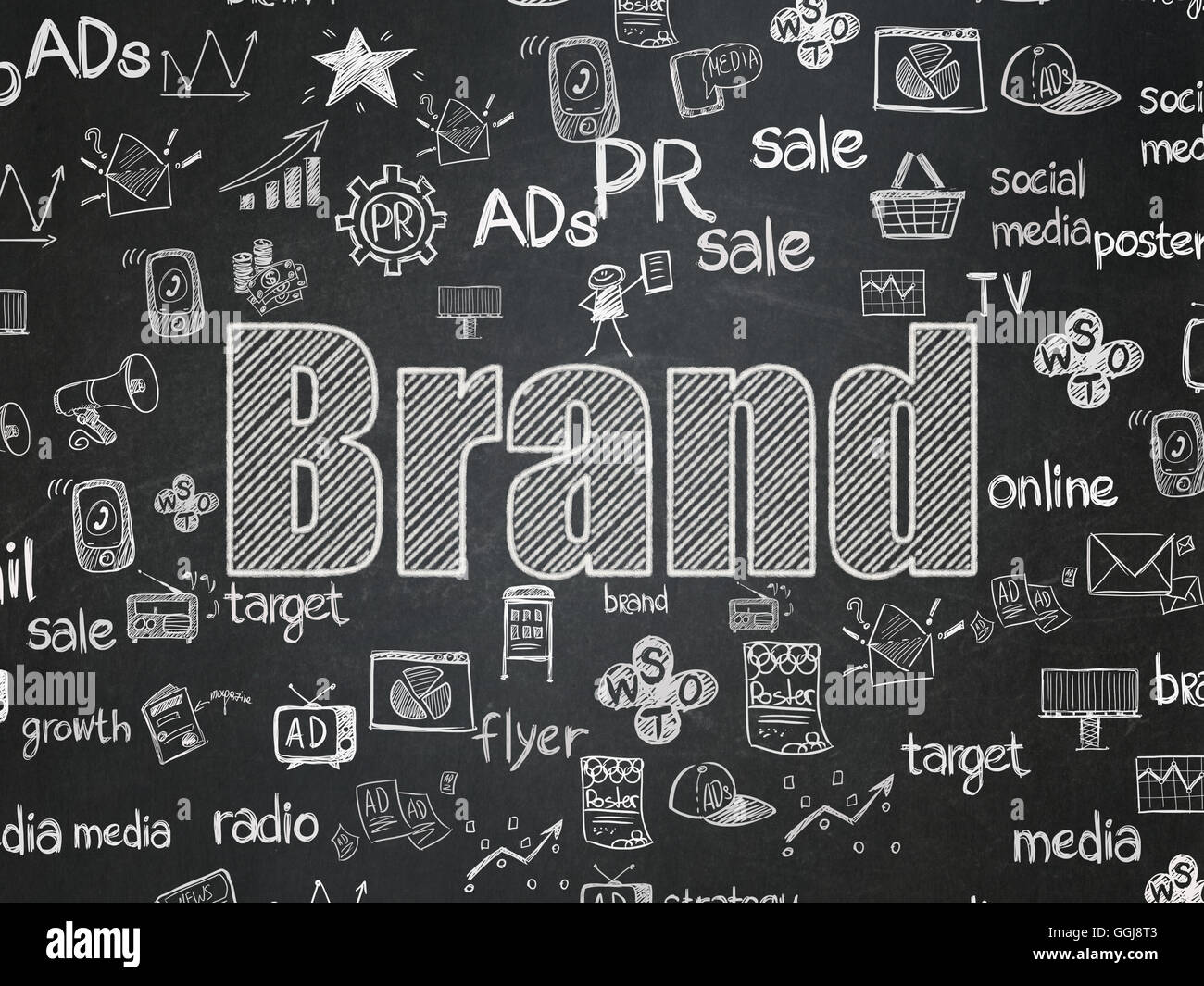 Marketing concept: Brand on School board background Stock Photo - Alamy
