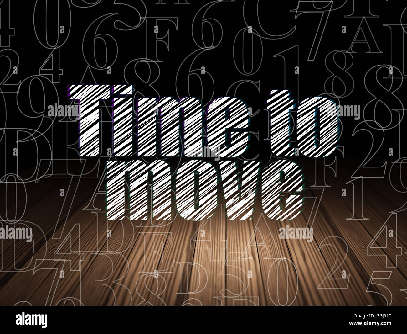 Timeline concept: Time to Move in grunge dark room Stock Photo - Alamy