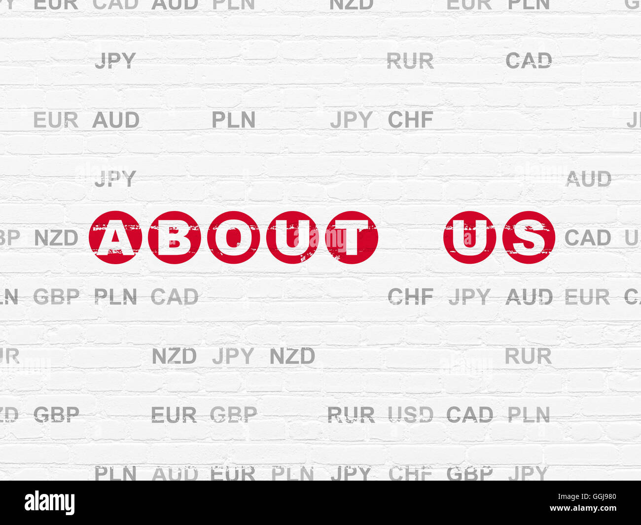 Business concept: About us on wall background Stock Photo - Alamy