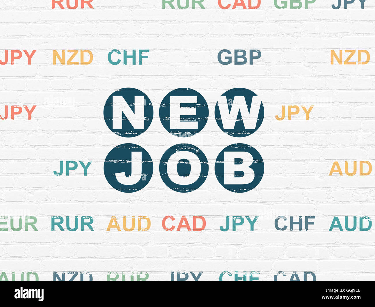 Finance concept: New Job on wall background Stock Photo - Alamy
