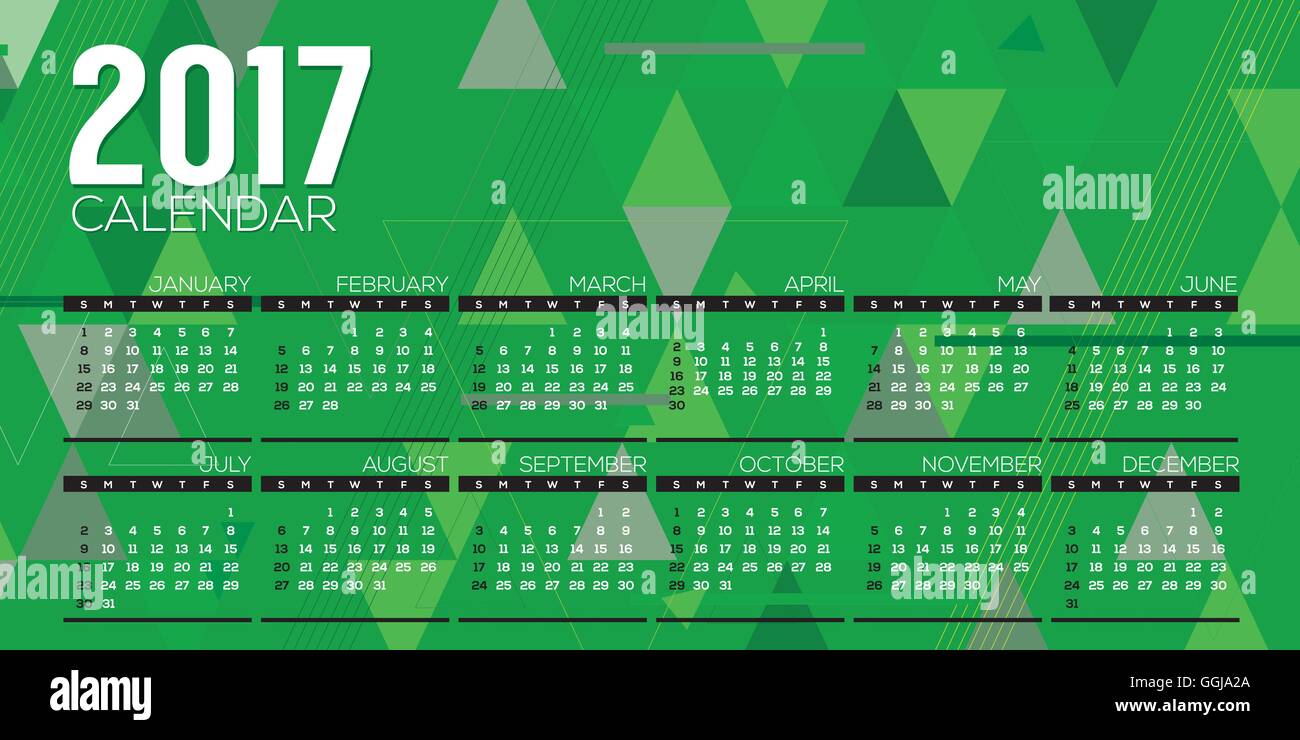 Modern Abstract 2017 Printable Calendar Starts Sunday Geometric Graphic ...