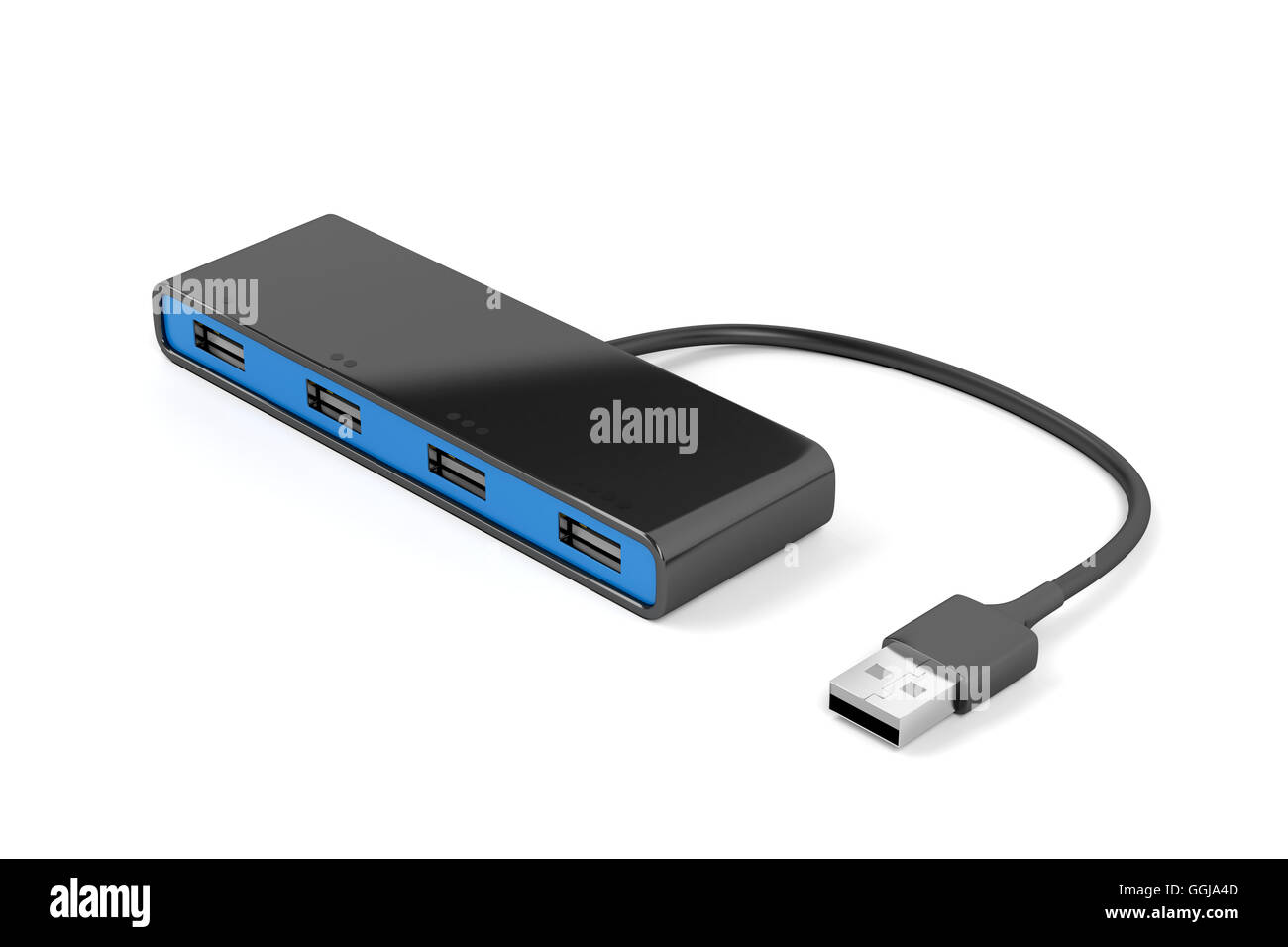 Black usb hub on white background Stock Photo - Alamy
