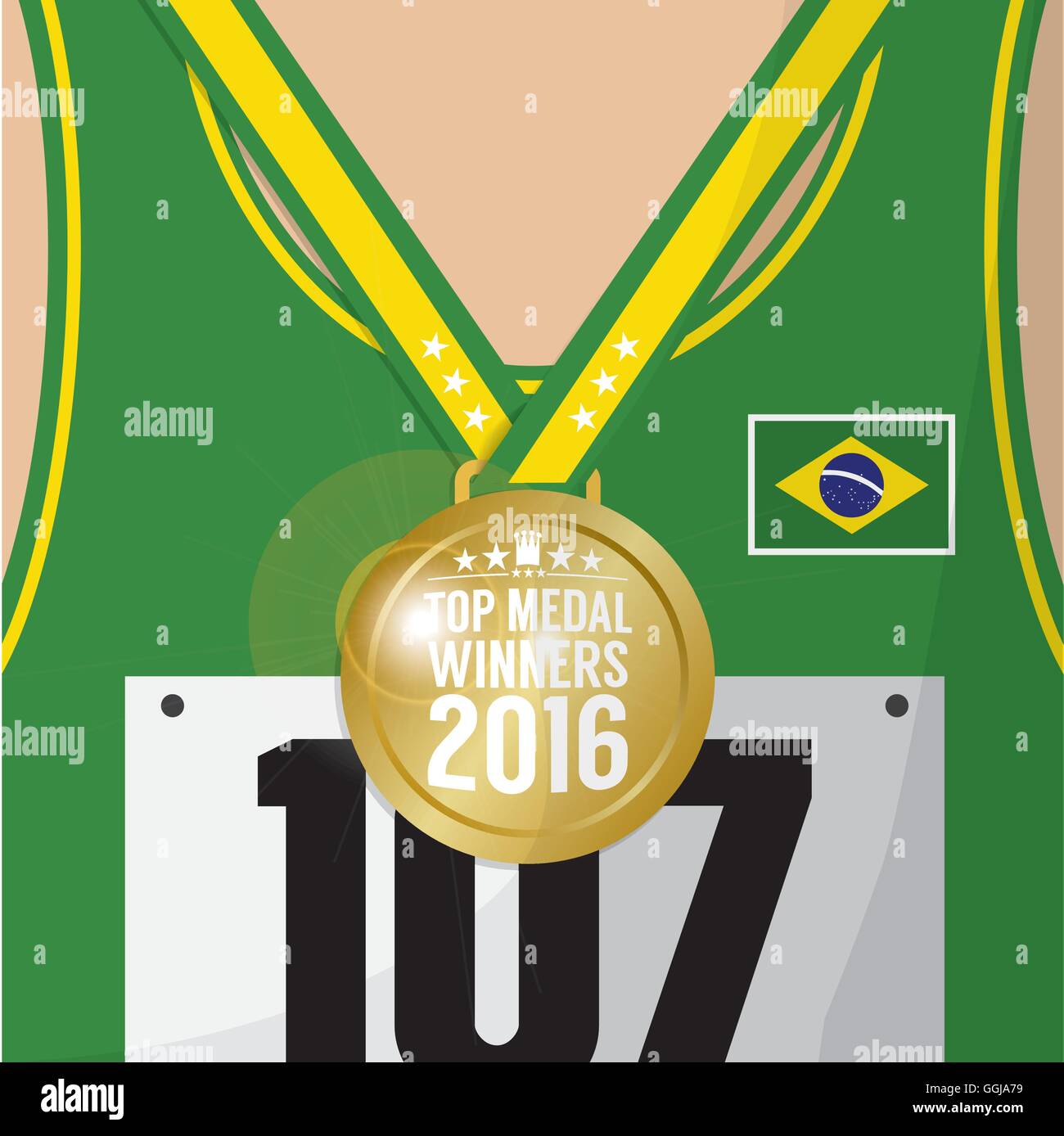 Top Medal Winner 2016 Sport Competition Concept Vector Illustration ...