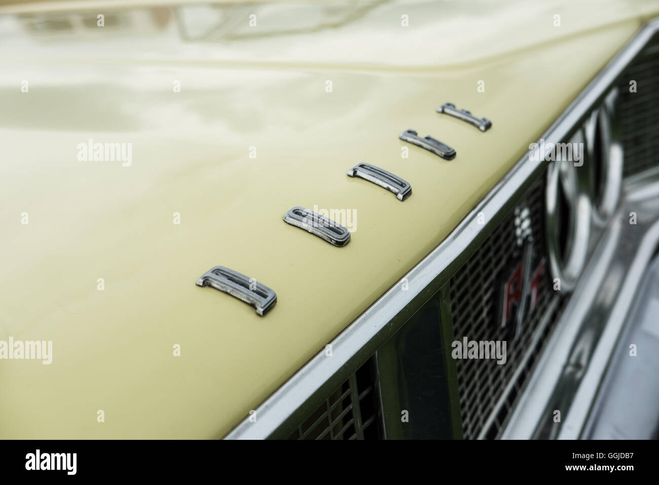 Dodge bonnet hood badge in chrome Stock Photo - Alamy