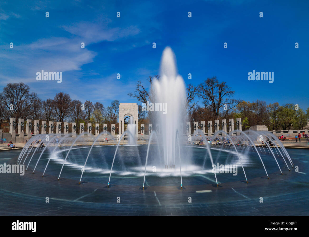 Motion Blurred Water flowing from the Fountain at The National World ...