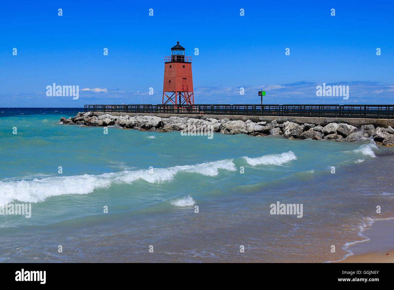 Charlevoix South Pier Light Station High Resolution Stock Photography ...