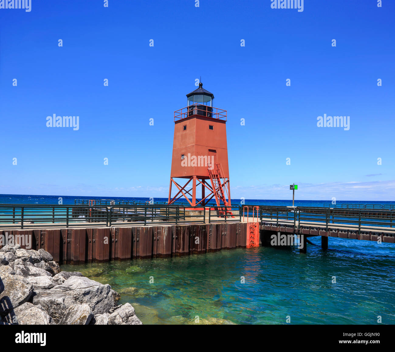 Charlevoix South Pier Light Station High Resolution Stock Photography ...