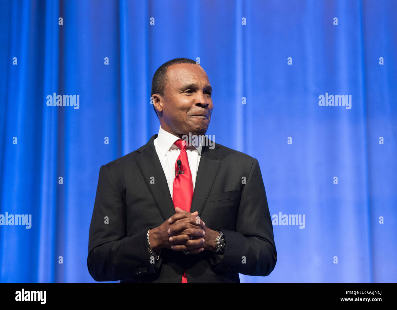 Retired legendary boxer "Sugar" Ray Leonard, now a motivational speaker ...