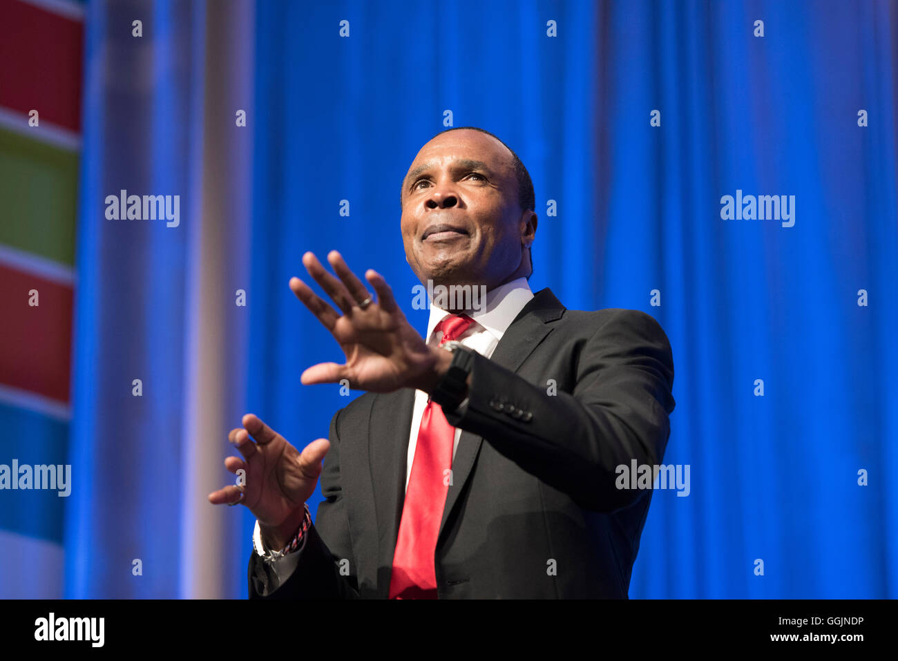 Retired legendary boxer "Sugar" Ray Leonard, now a motivational speaker ...