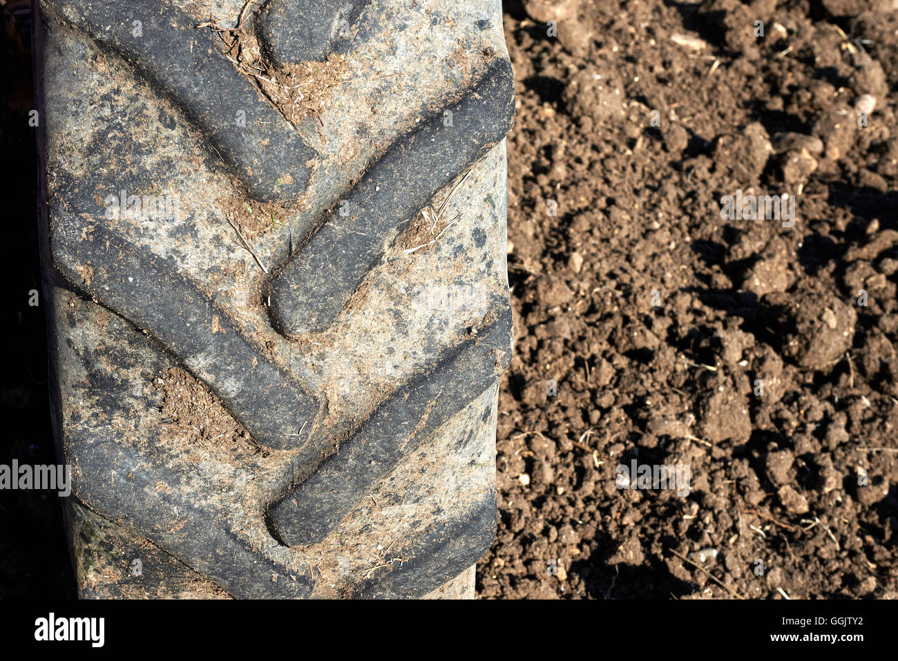 agricultural tractor's wheel in the fields Stock Photo - Alamy