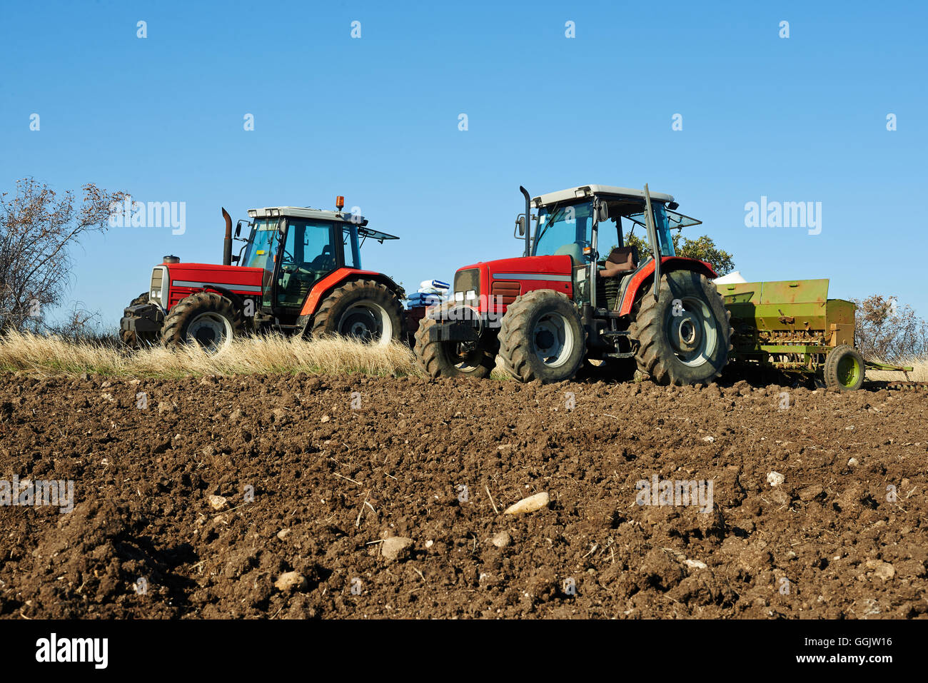 Tractor Sowing Seeds Seed Drill Stock Photos & Tractor Sowing Seeds ...
