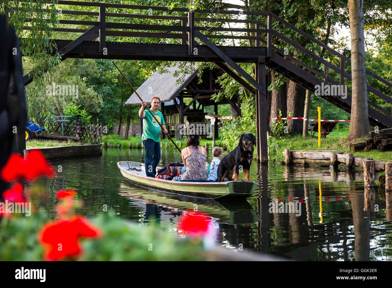 Tourists taking a boat tour in Spreewald, UNESCO biosphere reserve ...