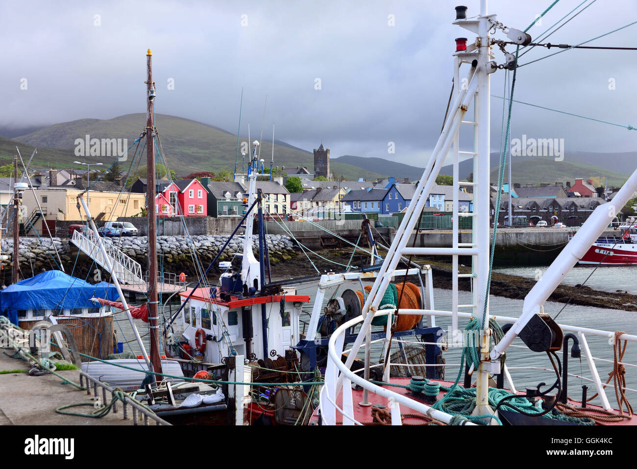 Fishing boats in Dingle harbour, Dingle peninsula, Kerry, West coast ...