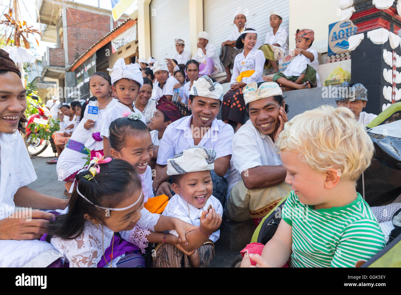 Balinese children playing with foreign boy, kids, making fun, making ...