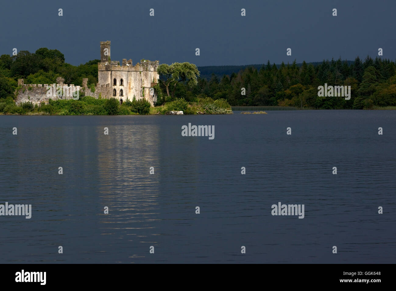 Castle Island in Lough Key just prior to thunderstorm, Lough Key Forest ...