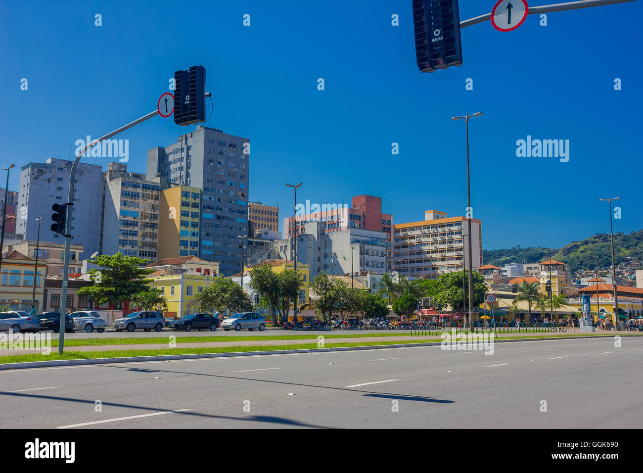 FLORIANOPOLIS, BRAZIL - MAY 08, 2016: lot of motorcycles and cars ...