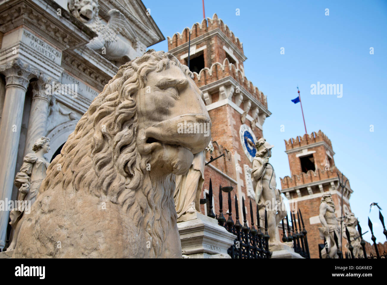 One of the lion sculptures at the Arsenale entrance, Venice, Veneto ...